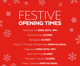 FESTIVE OPENING TIMES - Harbro
